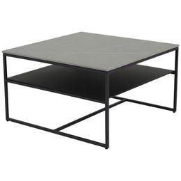 Novel Couchtisch, Grau, Schwarz, Metall, Glas, Keramik, quadratisch, w&uuml;rfelf&ouml;rmig, 75x43x75 cm, Wohnzimmer, Wohnzimmertische, Couchtische, Couchtische Glas