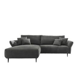 Livetastic Ecksofa, Anthrazit, Textil, Uni, 4-Sitzer, F&uuml;llung: Schaumstoff, seitenverkehrt montierbar, L-Form, 264-302x178 cm, Made in EU, R&uuml;cken echt, Armteil links, rechts, Wohnzimmer, Sofas & Couches, Wohnlandschaften, Ecksofas