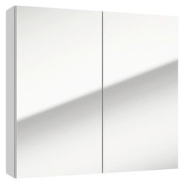 Mid.you Spiegelschrank, Wei&szlig;, Glas, 2 F&auml;cher, 65x60x15 cm, Soft-Close-System, Badezimmer, Badezimmerspiegel, Spiegelschr&auml;nke