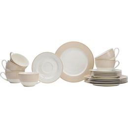 Ritzenhoff Breker Kaffeeservice Geo, Wei&szlig;, Beige, Keramik, 18-teilig, 250 ml,250 ml, 18x22x28 cm, Essen & Trinken, Geschirr, Geschirr-Sets, Kaffeeservice