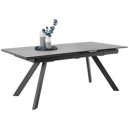 Novel Esstisch, Grau, Schwarz, Metall, Glas, Keramik, rechteckig, Flachrohr, 95x76x180-260 cm, ausziehbar, Esszimmer, Tische, Esstische, Glastische