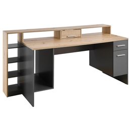 Livetastic Gamingtisch, Grau, Eiche, Kunststoff, 1 Schublade(n) Schubladen, rechteckig, 70x91x182 cm, Arbeitszimmer, Schreibtische, Computertische
