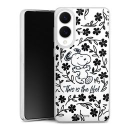 DeinDesign Galaxy S25 Edge Handy Silikon H&uuml;lle Case transparent Handyh&uuml;lle Peanuts Flowers Snoopy Silikon Case