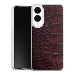 DeinDesign Galaxy S25 Edge Handy Silikon H&uuml;lle Case transparent Handyh&uuml;lle Leather Crocodile Animal Print Silikon Case