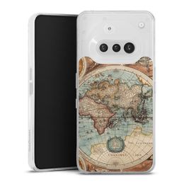 DeinDesign Nothing Phone (3a) Handy Silikon H&uuml;lle Case transparent Handyh&uuml;lle Vintage World Map Map Silikon Case