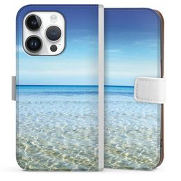 DeinDesign iPhone 14 Pro Handy Klapphülle Handyhülle aus Kunst Leder weiß Flip Case Urlaub Ocean Sky Sideflip mit Lasche