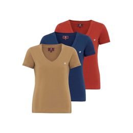 Williot T-Shirt Damen Gr&ouml;&szlig;e S camel / navy / karminrot