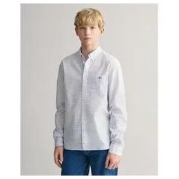 Gant f&uuml;r Jungen. 930483 Vichy Shield Teens blau kariertes Popeline-Hemd (11/12a&ntilde;os= 146/152cm), L&auml;ssig, Baumwolle, Langarm, Kinderbekleidung