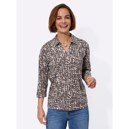 WITT Damen Poloshirt mit GOTS-Zertifizierung, taupe-ecru-bedruckt, Gr&ouml;&szlig;e 38