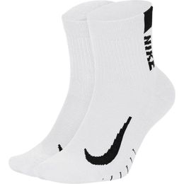 Nike Multiplier Running Ankle Socks (2 Paar) Bekleidung Unisex wei&szlig;