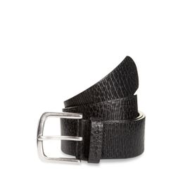 Tom Tailor Herren TTROY Lederg&uuml;rtel mit abgerundeter Dornschlie&szlig;e, schwarz, Uni, Gr. 85