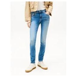 Tommy Hilfiger Skinny-fit-Jeans TOMMY JEANS "SOPHIE LOW WAIST SKN", Damen, Gr. 29, L&auml;nge 32, blau (denim medium), Denim/Jeans, Obermaterial: 92% Baumwolle, 6% Elastomultiester, 2% Elasthan, skinny fit lang, Jeans, mit niedriger Leibh&ouml;he, Stretch-Denim
