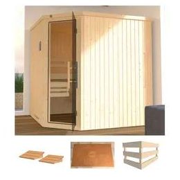 Sauna Weka "Varberg 3", beige (natur), ohne Ofen, (ohne Ofen), Saunen, ohne Ofen