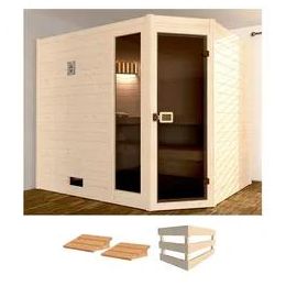 Sauna Weka "Valida Eck 3", beige (natur), ohne Ofen, (ohne Ofen), Saunen, ohne Ofen