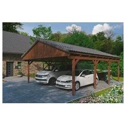 Skan Holz Doppelcarport SKANHOLZ "Fichtelberg", braun, B/H/T: 574cm x, Carports, mit Dachlattung