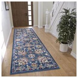 Teppich Hanse Home "Caracci", blau, B:80cm H:8mm L:240cm, Jute, Polyester, Polypropylen (PP), Teppiche, Teppich, L&auml;ufer, Orientalisch, Kurzflor, Wohnzimmer, Schlafzimmer, Esszimmer