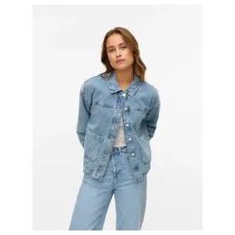V&eacute;ro Moda Jeansjacke VERO MODA "VMJAMIE LS DENIM SHACKET MIX NOOS", Damen, Gr. M, blau (light blau denim), Denim/Jeans, Obermaterial: 80% Baumwolle, 20% Polyester, unifarben, loose fit normal, Jacken Jeansjacke, Baumwollmischung