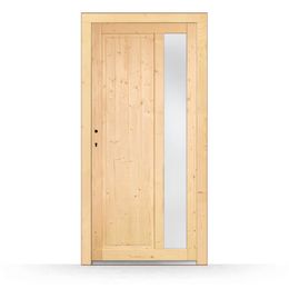 Nebeneingangst&uuml;r Holz, Modell Solingen, Fichte unbehandelt, 880 x 1980 mm, DIN links nach innen &ouml;ffnend, individuell konfigurieren