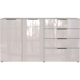 Sideboard Germania "Oakland", braun (kaschmir), B:184cm H:102cm T:42cm, Glas, Sicherheitsglas ESG, Spanplatte, Sideboards, in 2 Breiten, Fronten und Oberboden mit Glasauflage