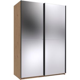Kleiderschrank wimex "Mugano, B/T/H 135 oder 180/65/198cm, Made in Germany", artisan, eiche nachbildung, griffe schwarz, B:135cm H:198cm T:65cm, Holzwerkstoff, Schränke, 2 Schwebetüren mit oder ohne Spiegel, Metallgriffe