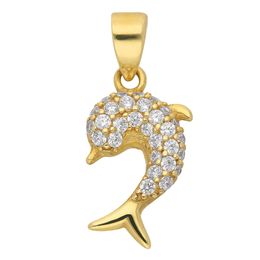 Adelia´s Kettenanhänger ADELIA´S "Damen Gold Schmuck 333 Gold Anhänger Delphin mit Zirkonia", gold, Schmuckanhänger, Damen, Gold, mit Zirkonia Goldschmuck für Damen