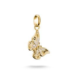 Charm Schmetterling Thomas Sabo "Charm Schmetterling-Design - Conne", gold (gelbgoldfarben, weiß), Charms, Damen, Silber 925 (recycelt)