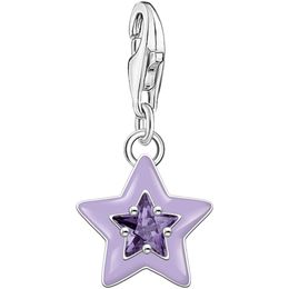 Charm Stern Thomas Sabo "mit Steinen und Kaltemaille", bunt (silberfarben, violett, violett), Charms, Damen, Silber 925 (Sterlingsilber), mit Glas-Keramik Stein oder Zirkonia (synth.)