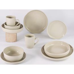 Kombiservice "Geschirr-Set, Service Liliane", beige, 16 Stk., Steinzeug, LeGer Home by Lena Gercke, Geschirr-Sets, skandinavische, minimalistische Formensprache, 16 Teile