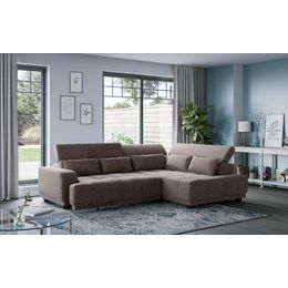 Ecksofa COTTAmud, 100% POLYESTER (PES), Wohnzimmer, Sofas, "Jade - L Form, Sitzbreite 201 cm", inkl. Kopfteilverstellung und Nierenkissen,