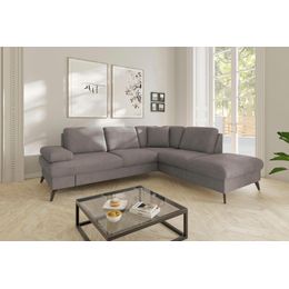 Sit & More Ecksofa SIT & MORE "Morris Jubi L-Form, B: 238 cm", grau (taupe), B:238cm H:83cm T:202cm, 100% Polyester, Sofas, Ecksofa, mit Armteilfunktion & 1 Zierkissen, optional Bettfunktion