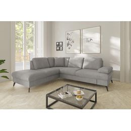 Sit & More Ecksofa SIT & MORE "Morris Jubi L-Form, B: 238 cm", grau (hellgrau), B:238cm H:83cm T:202cm, 100% Polyester, Sofas, Ecksofa, mit Armteilfunktion & 1 Zierkissen, optional Bettfunktion