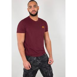 Rundhalsshirt Alpha Industries "BASIC T SMALL LOGO", Herren, Gr. XXL, rot (burgundy), Single Jersey, Obermaterial: 100% Baumwolle, bedruckt, schmal normal, Rundhals, eingesetzt gerader Abschluss, Shirts