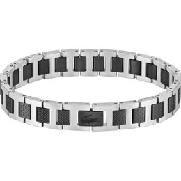 Freundschaftsarmband Lacoste "Schmuck Parnterarmband METROPOLE", schwarz (edelstahlfarben, schwarz), Armbänder, Herren, 19cm, Edelstahl