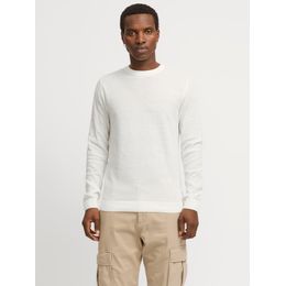 Jack & Jones Strickpullover JACK & JONES "JJBRADY KNIT CREW NECK", Herren, Gr. M, weiß (cloud dancer), Strick, Obermaterial: 55% Baumwolle, 45% Polyacryl, unifarben, regular fit, Rundhals, Pullover