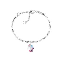 Silberarmband Herzengel "Einhorn", bunt (silberfarben, weiß, rosa, pink, lila, hellblau), Armbänder, Mädchen, 15cm, Silber 925 (Sterlingsilber), mit Emaille