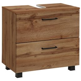 Waschbeckenunterschrank Welltime "Trento, verschiedene Ausführungen und Farben", braun (wotaneiche), B:60cm H:54cm T:35cm, Holzwerkstoff, MDF, Schränke, Badmöbel, Breite 60 cm, Beckenunterschrank auf Füßen, Made in Germany