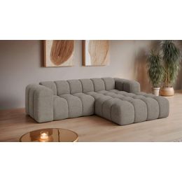 Ecksofa OTTO HOME, B:248cm H:72cm T:186cmtaupe, 100% Polyester, Sofas, "KALLIE Design-Sofa mit Wellenunterfederung, Bubble-Optik, 248/186/72cm",