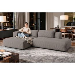 Ecksofa OTTO HOME, B:287cm H:76cm T:168cmtaupe, 100% Polyester, Wohnzimmer, Sofas, "TIARRA Design-Sofa mit Ottomane recht/links bestellbar, Breite