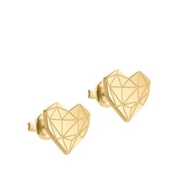 Paar Ohrstecker Liebeskind Berlin "Schmuck Geschenk Edelstahl Ohrringe Herz", gold (gelbgoldfarben), Ohrringe, Damen, Edelstahl