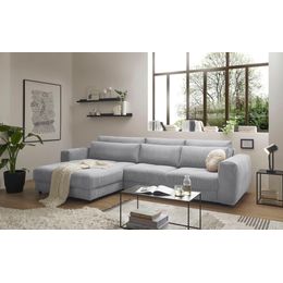Ecksofa ED EXCITING DESIGN "Barura L-Form", grau (hellgrau), B:333cm H:90cm T:194cm, 92% Polyester, 8% Nylon, Sofas, Ecksofa, mit 3 Nierenkissen