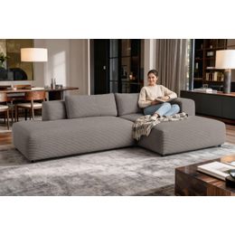 Ecksofa OTTO HOME, B:287cm H:76cm T:168cmtaupe, 100% Polyester, Sofas, "TIARRA Design-Sofa mit Ottomane recht/links bestellbar, Breite 287 cm",