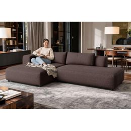 Ecksofa OTTO HOME, B:287cm H:76cm T:168cmbraun, 100% Polyester, Sofas, "TIARRA Design-Sofa mit Ottomane recht/links bestellbar, Breite 287 cm",
