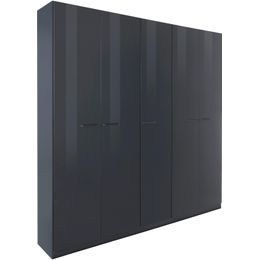 Drehtürenschrank Rauch "Kleiderschrank Schrank Garderobe TOPSELLER OTELI inkl. Inneneinteilung", grau (graumetallic, hochglanz effektgrau), B:226cm H:229cm T:54cm, Holzwerkstoff, Schränke, mit zusätzlichen Einlegeböden, optional mit Spiegel MADE IN GERMANY
