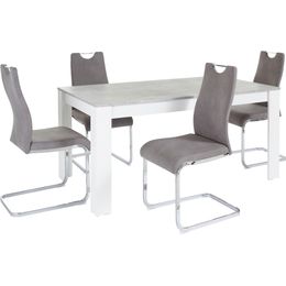 Essgruppe Home Affaire "Milano", grau (grau,), Sitzmöbel-Sets, 4 Stühle und 1 Tisch
