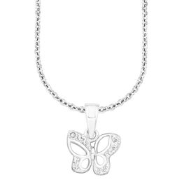 Kette mit Anhänger Amor "Schmetterling", silber (silberfarben), Halsketten, Mädchen, Silber 925 (Sterlingsilber), L: 38, mit Zirkonia (synth.)