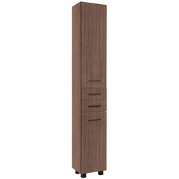 Hochschrank Welltime "Trento, verschiedene Ausführungen und Farben", braun (cannello eiche), B:30cm H:180cm T:27cm, MDF, Schränke, Badmöbel, Seitenschrank Breite 30 cm, viel Stauraum, Made in Germany