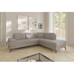 Sit & More Ecksofa SIT & MORE "Morris Jubi L-Form, B: 238 cm", beige (nature), B:238cm H:83cm T:202cm, 100% Polyester, Sofas, Ecksofa, mit Armteilfunktion & 1 Zierkissen, optional Bettfunktion