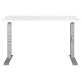 Schreibtisch Germania "Downey", weiß (weiß, silber, silber, weiß), B:120cm H:91cm T:80cm, Tische, höhenverstellbar von 68-91 cm, verfügbar in verschiedenen Breiten