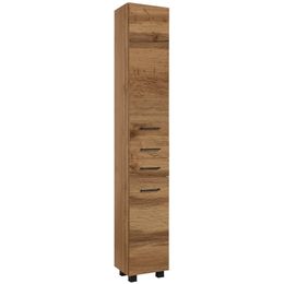 Hochschrank Welltime "Trento, verschiedene Ausführungen und Farben", braun (wotaneiche), B:30cm H:180cm T:27cm, MDF, Schränke, Badmöbel, Seitenschrank Breite 30 cm, viel Stauraum, Made in Germany