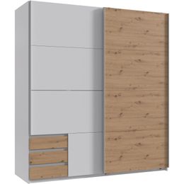 Schwebet&uuml;renschrank wimex "Emden", wei&szlig; (wei&szlig;, artisaneiche), B:180cm H:198cm T:64cm, Schr&auml;nke, Schwebet&uuml;renschrank, Mit Au&szlig;enschubk&auml;sten